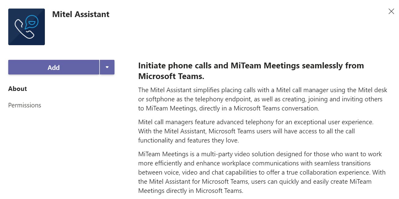 Adding Mitel Assistant